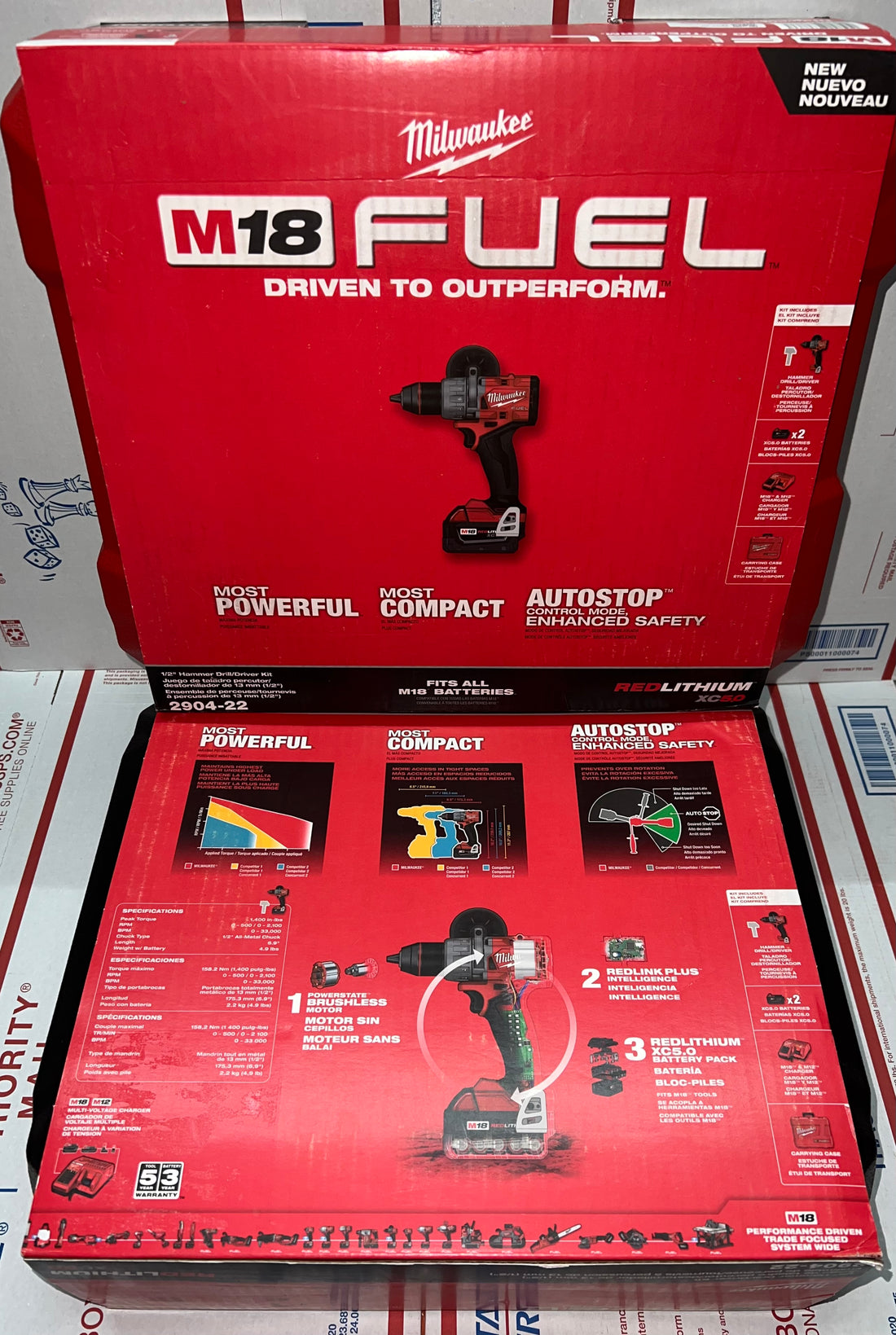 Milwaukee M18 Gen-4 Fuel 1/2" Hammer Drill/Driver Kit. Model #2904-22 ...